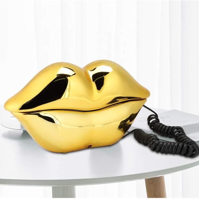 Ehskzjh Telephone Fixe Sans Fil Design,Téléphone À Lèvres Rose ...