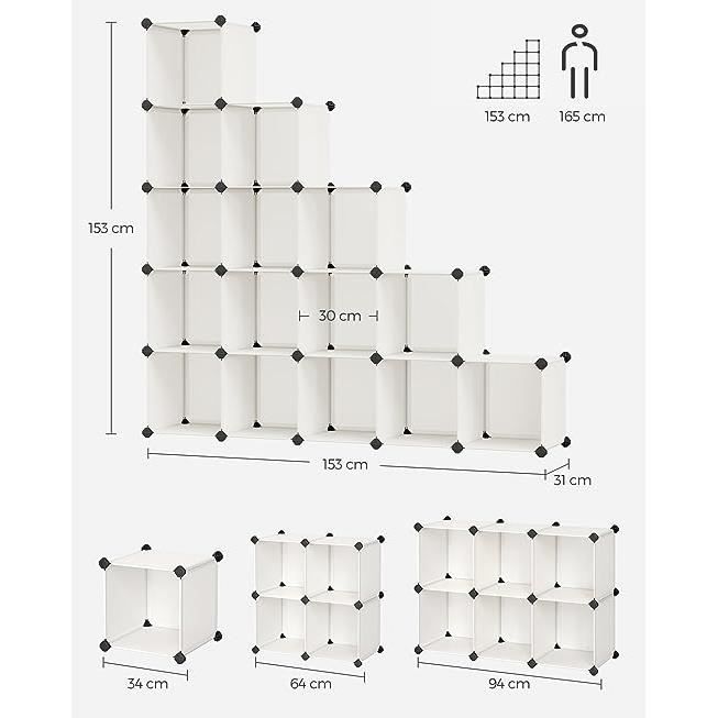 Boite de rangement modulable 16 cubes SONGMICS - Blanc crème ...