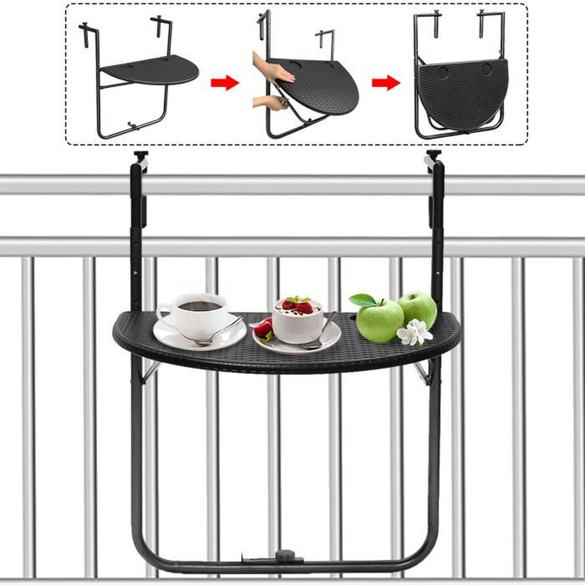 XMTECH Table suspendue pliante pour balcon terrasse, Patio Table à ...