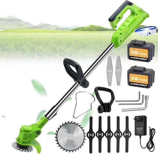 Weed Wacker Débroussailleuse électrique sans Fil avec 3 Types de Lames, 2 Batteries Li-ION ...
