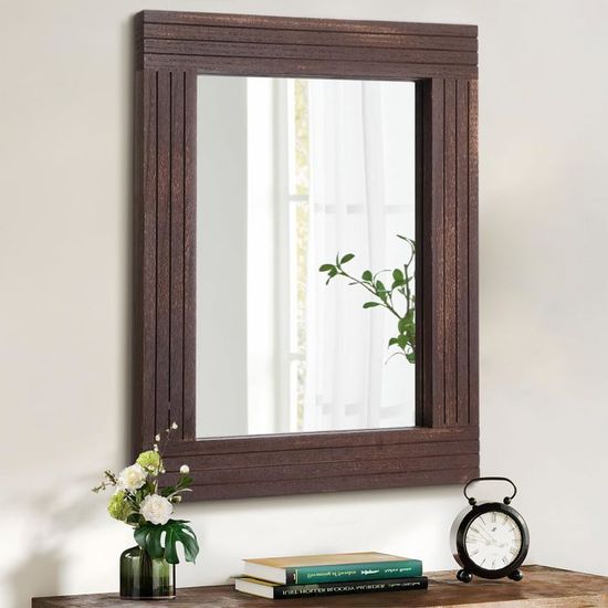 TRAHOO-Miroirs pour Le Mur Miroir Rustique en Bois à Cadre ...