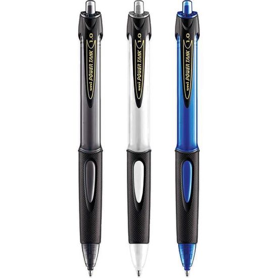Power Tank Lot de 3 stylos à bille rétractables 1,0 mm Noir, Blanc et ...