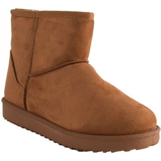 Bottes fourrées femme forme basse - Primtex - Camel - Fourrure ...