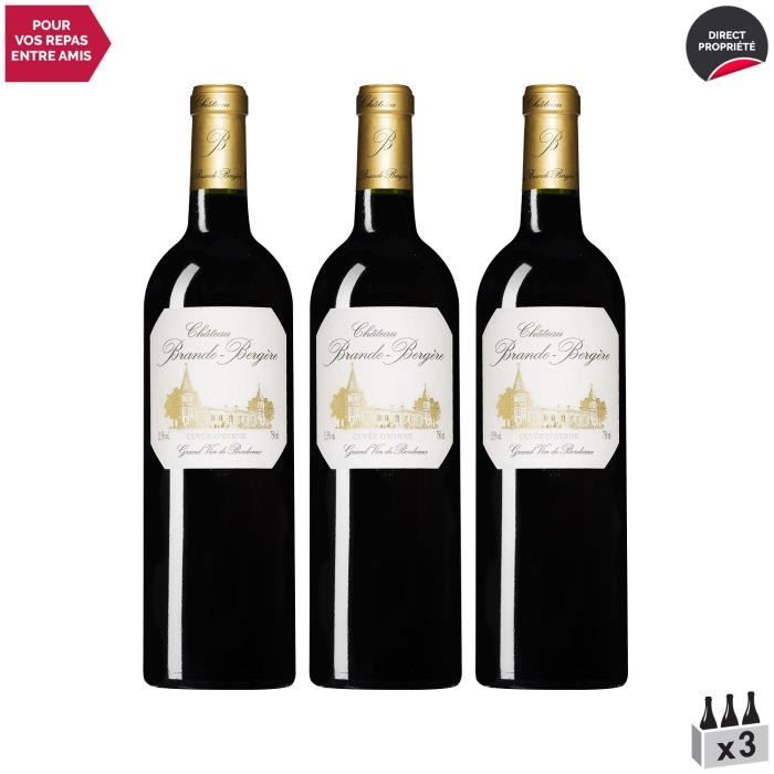 Château Brande-Bergère Cuvée O'Byrne Rouge 2018 - Lot de 3x75cl - Vin Rouge de Bordeaux ...