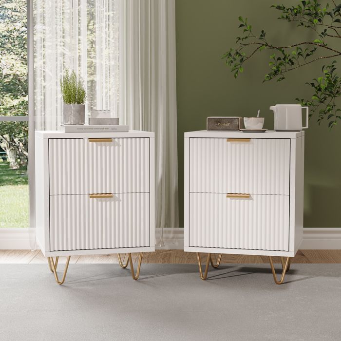 Table de chevet, lot de 2 commodes avec 2 tiroirs, 40x40x55cm, commode ...