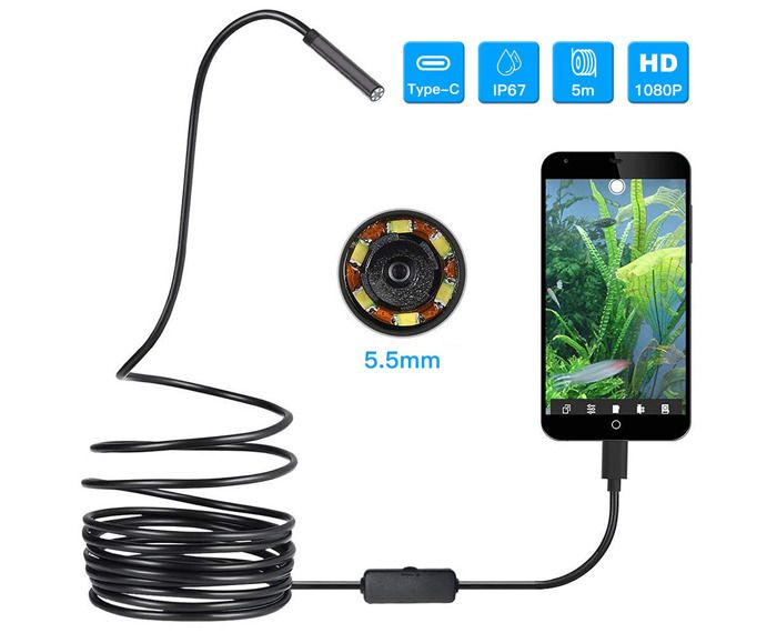 Endoscope USB 3 en 1 Endoscope 5,5 mm Caméra d'inspection serpent ultra ...