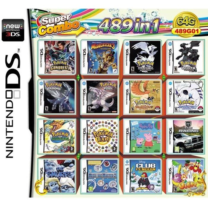 489 en 1 Cartouche de jeu DS Mario Multicart pour Nintendo DS NDSL NDSi ...