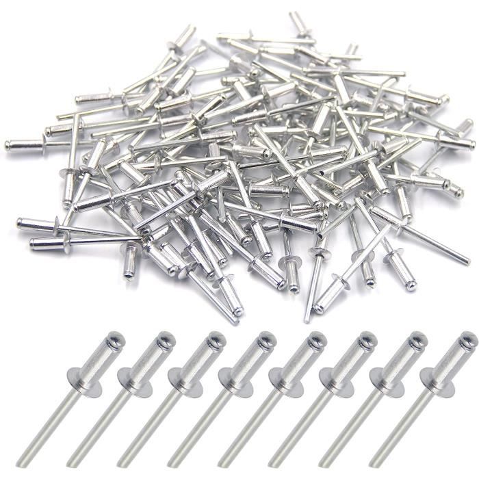 100 pièces de rivets aveugles en aluminium 4.8 x 12mm, rivets à bout ...