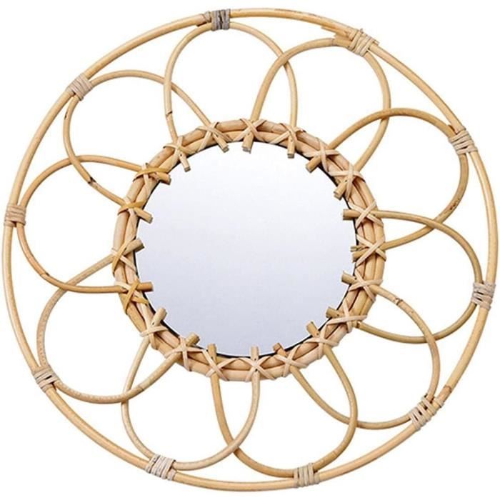Mur Suspendu Miroir Rotin, Mur Suspendu Miroir Décoration Murale, Mur ...