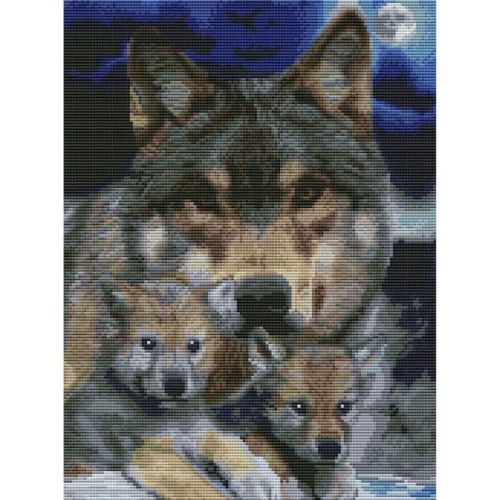 Kit De Broderie Au Point De Croix Motif Loup Et Petit Avec Motif ...