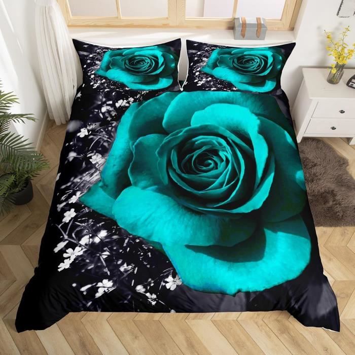 Housse de Couette Rose 200x200 - Romantique Fleur - Ensemble de Literie ...