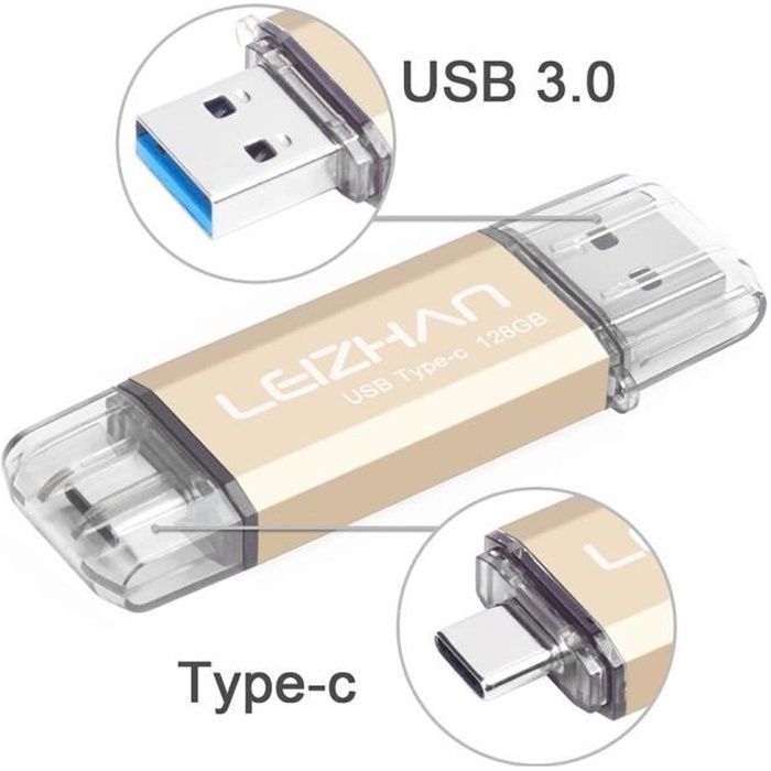 LEIZHAN Clé USB Type C 128 Go,Flash Drive USB 3.0 OTG pour Huawei ...