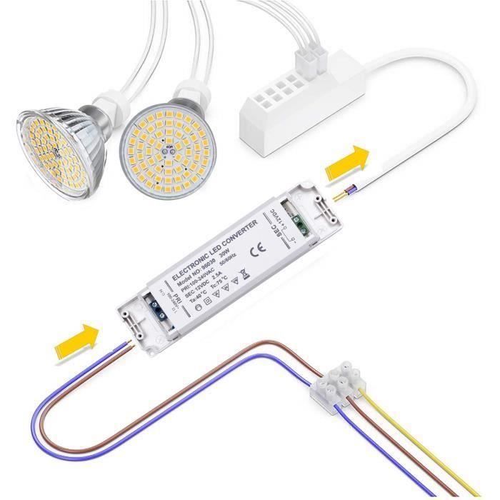 Letouch Transformateur 220v 12V Adaptateur Convertisseur LED Transfo ...