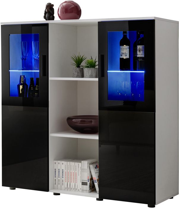Buffet Dream Extreme Furniture - LED bleues - Noir Brillant & Blanc ...