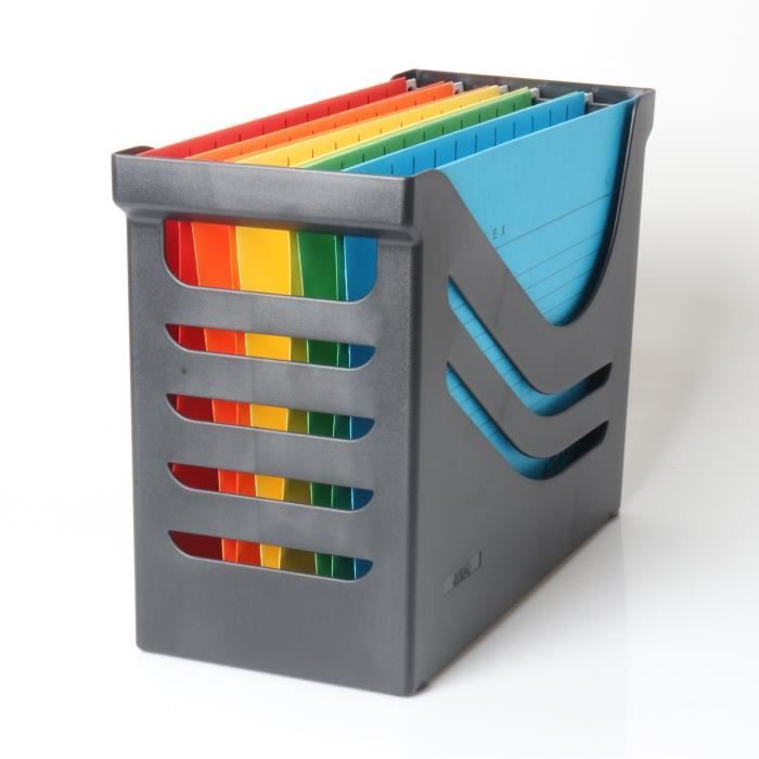 Boite d'archivage noire avec 5 dossiers suspendus couleurs A4 - JALEMA ...