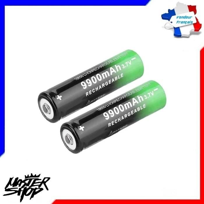 2 PILES 18650 BATTERIE RECHARGEABLE 9900 mAh LI-ION 3,7 V AVEC PLOT ...