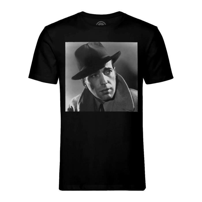 T-shirt Homme Col Rond Noir Humphrey Bogart 1940 Photo de Star ...
