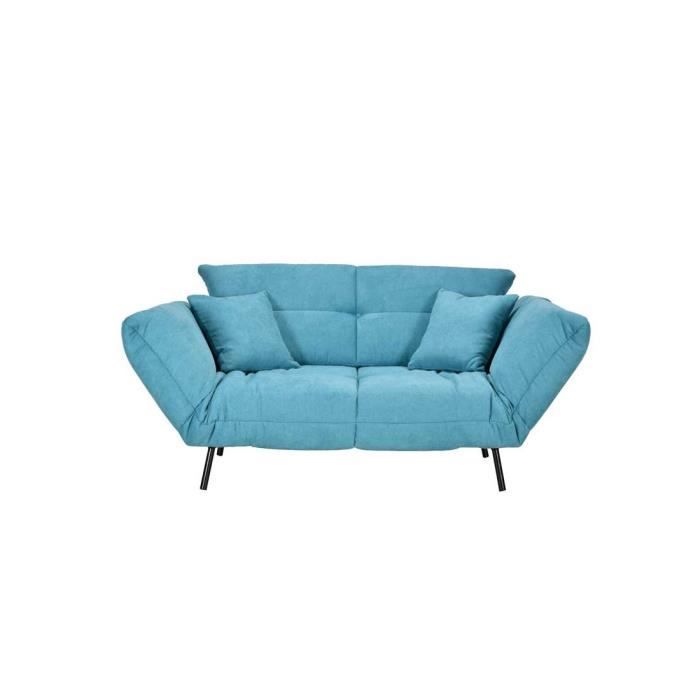 Canapé méridienne convertible Bleu/Noir - ILHA - L 151/210 x l 85 x H ...