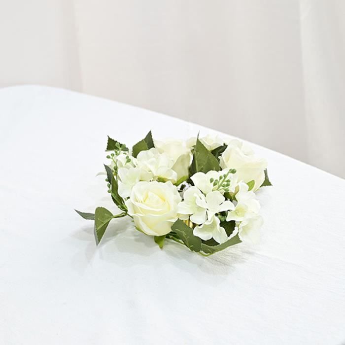 White Couronne de roses artificielles en soie guirlande de fleurs pour ...