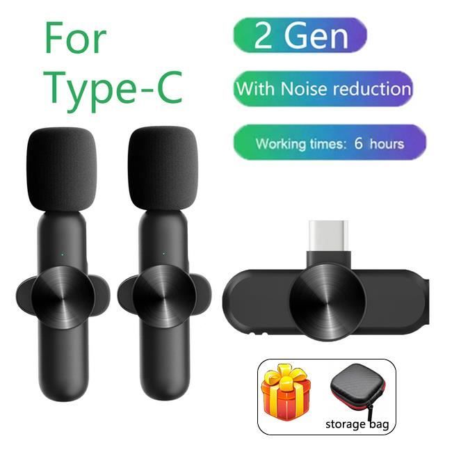 2 Gen Type-c Microphone Lavalier sans fil Portable Mini micro d ...