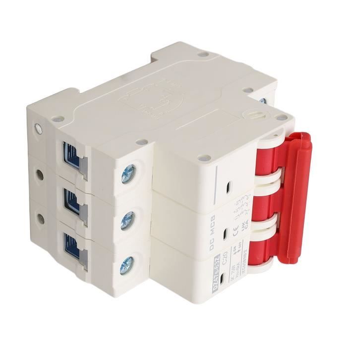 Zerone Disjoncteur CC Disjoncteur Miniature cc système solaire PV 3P 20A montage sur Rail DIN ...