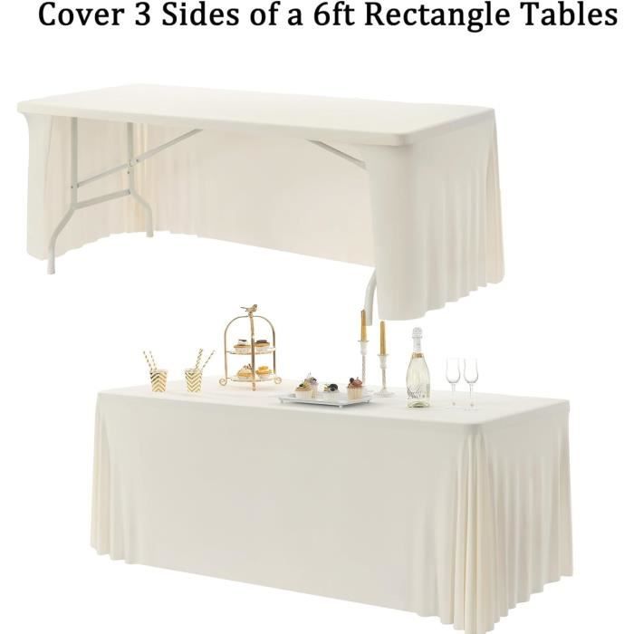Lot De 2 Nappes Rectangulaires Ivoire En Élasthanne Pour Tables Rectangulaires De 1,8 M ...