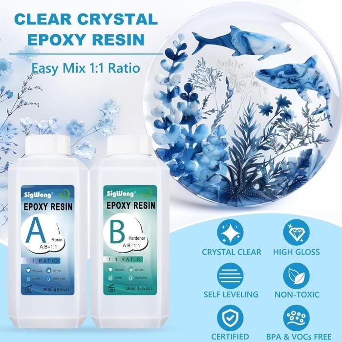 Résine Époxy Transparente 520ml Kit - 1: 1 Ratio Revêtement en résine ...
