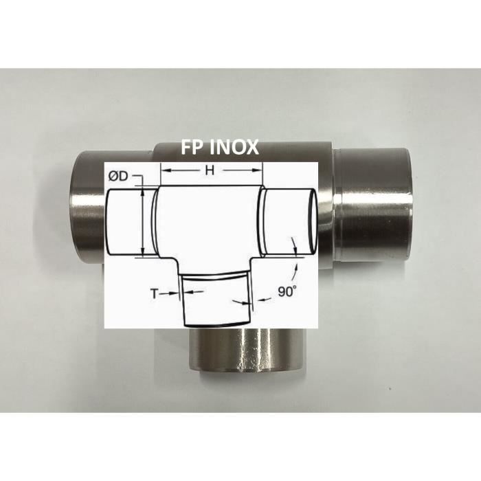 Té t inox A2 Satinée Pour Tube Diamètre 42.4mm Epaisseur 2mm Garde ...
