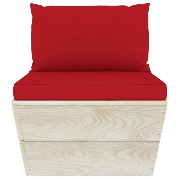 BEL Canapé de jardin palette à 4 places 60 x 60 x 65 cm avec coussins ...