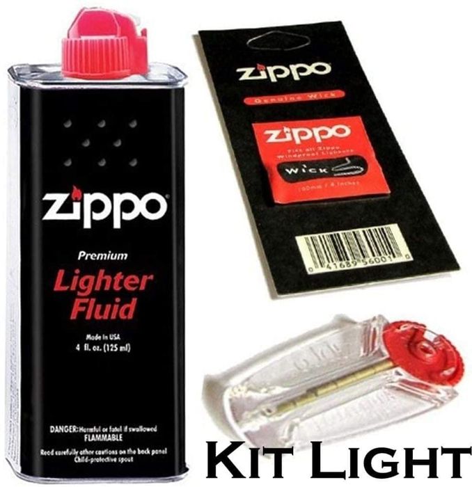 Zippo Recharge d'essence pour briquet + mèche + 6 pierres 125 ml ...
