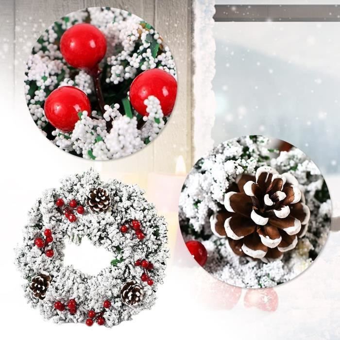 Couronne de Noël décorative de 30 cm,Couronne Artificielle,Decoration de Noel Exterieur avec ...