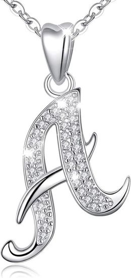 Collier Initiale Prenom Argent 925 Pendentif Lettre Avec Zircon Cubique Collier Alphabet Pour ...
