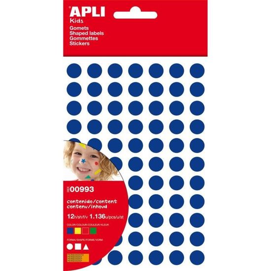 Pochette de gommettes - APLI - Assorties - 12 feuilles - Formes variées ...