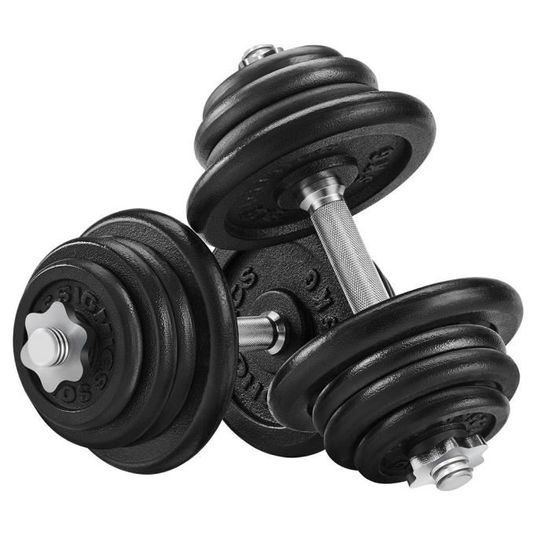 Kit halteres musculation en fonte poids reglable 50 kg pour hommes et ...