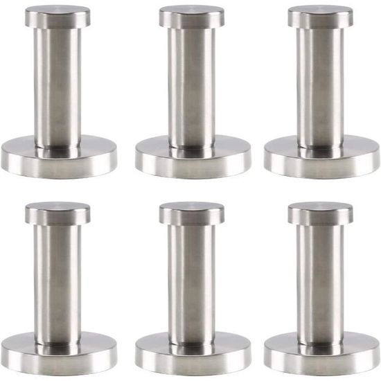 Crochets Patere Mural Inox Ronds Argent - Lot de 6 - Support Mural en ...