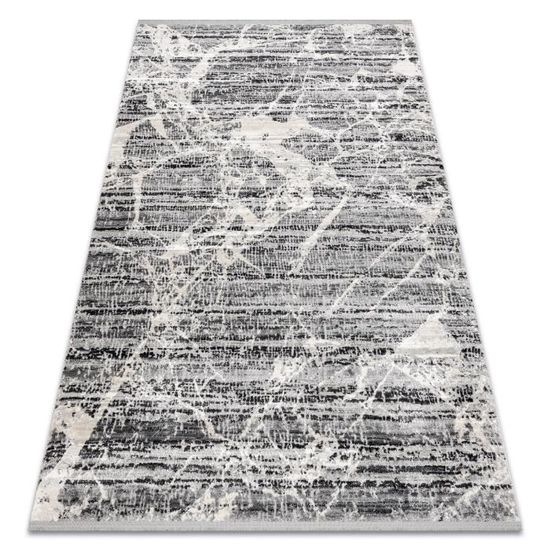 Tapis TULS structural, franges 51322 moderne, Marbre gris / ivoire ...