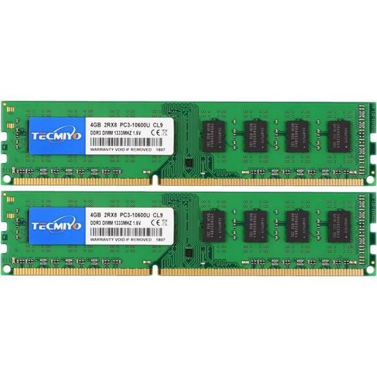 8Gb Kit(2X4Gb)Pc3-10600U Ddr3-1333Mhz Ram Ddr3 2Rx8 1.5V Cl9 240-Pin 2Rx8 Dual Rank 240 Pin ...