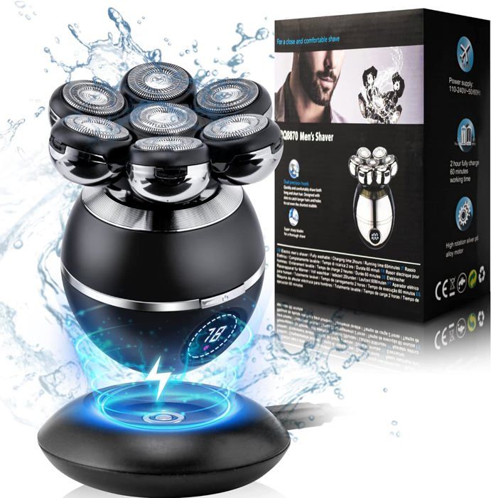 Rasoir lectrique 7D pour homme chauve rasoir tte rotative 6 en 1 pour ...