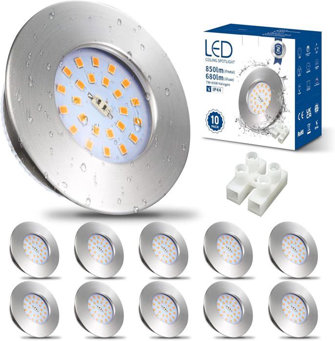 Spot Led Encastrable Extra Plat 7W,10X Spot Salle De Bain Ip44,Blanc ...