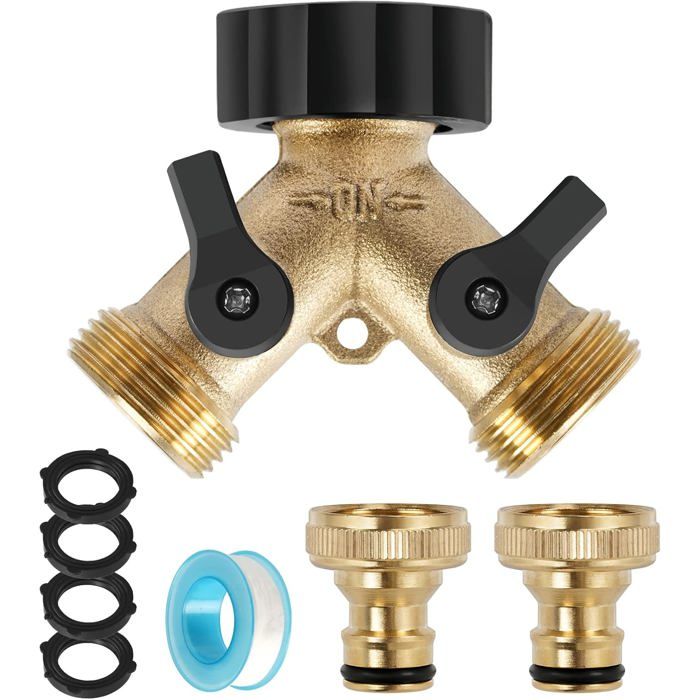 TRAHOO-2 Voies Y Distributeur, 3/4’’ Distributeur 2 Voies, Robinet Double Machine a Laver ...