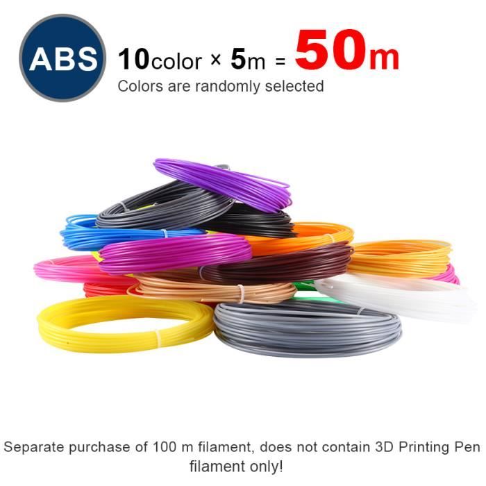 10 couleurs 50m PLA - Filaments pour impression 3D, 50 mètres, 10 ...