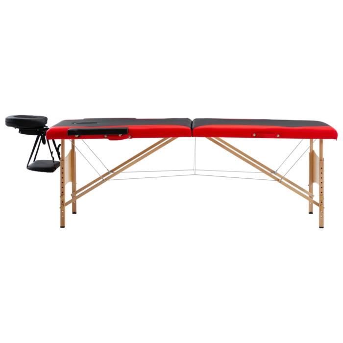 Table De Massage Pliable 2 Zones Bois Noir Et Rouge Ash7038728178377