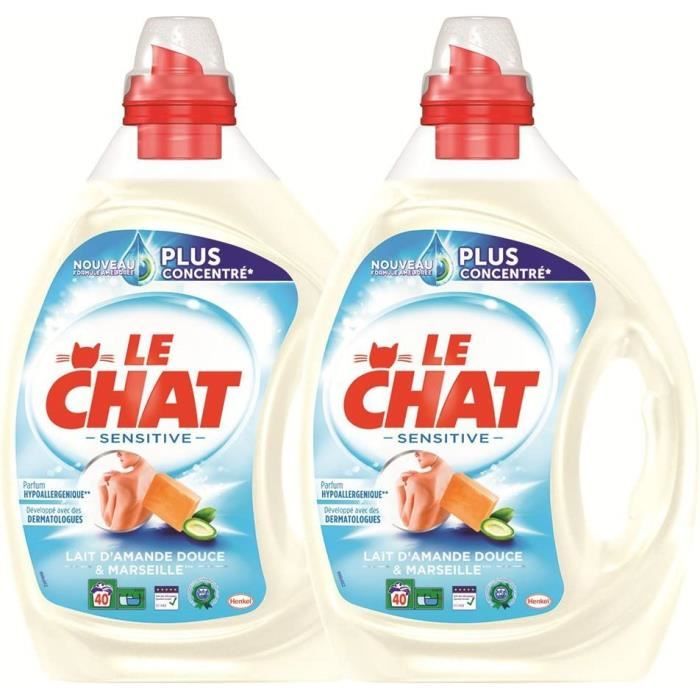 Sensitive - Lessive Liquide - Lait D'Amande Douce Et Marseille - 80 ...