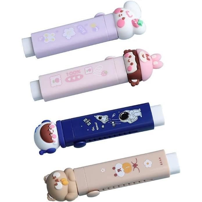 Lot De 4 Gommes Rétractables De Dessin Animé Kawaii - Gommes Japonaises ...