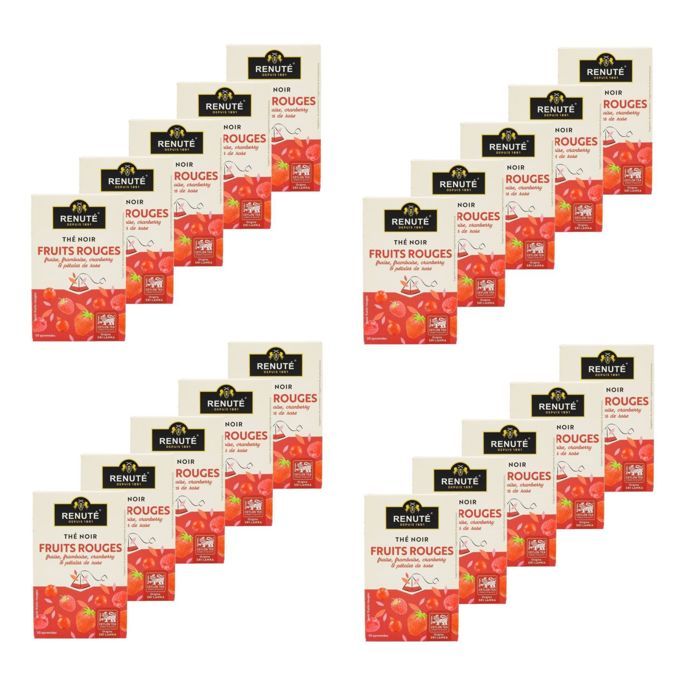 Renuté - Lot 20x Thé noir aux fruits rouges - 20 sachets - Boîte 32g ...