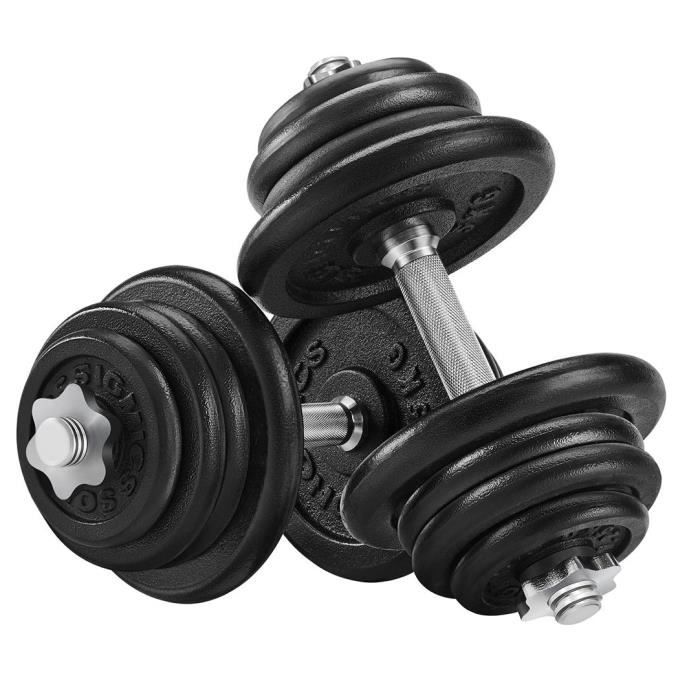 Kit halteres musculation en fonte poids reglable 50 kg pour hommes et ...