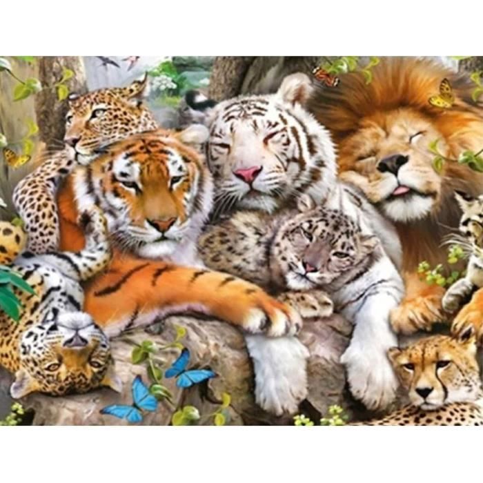 5D Diamond Painting Diy Kits Tigre Lion Léopard, Animal Bête Broderie ...