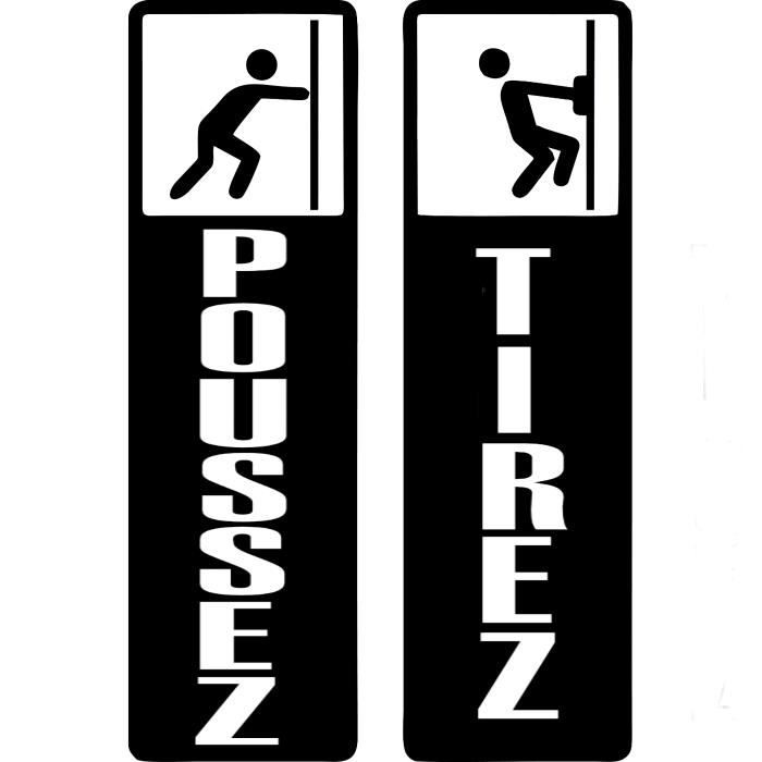 Sticker porte - Signalétique - POUSSEZ-TIREZ-VERTICAL - Couleur Noir ...