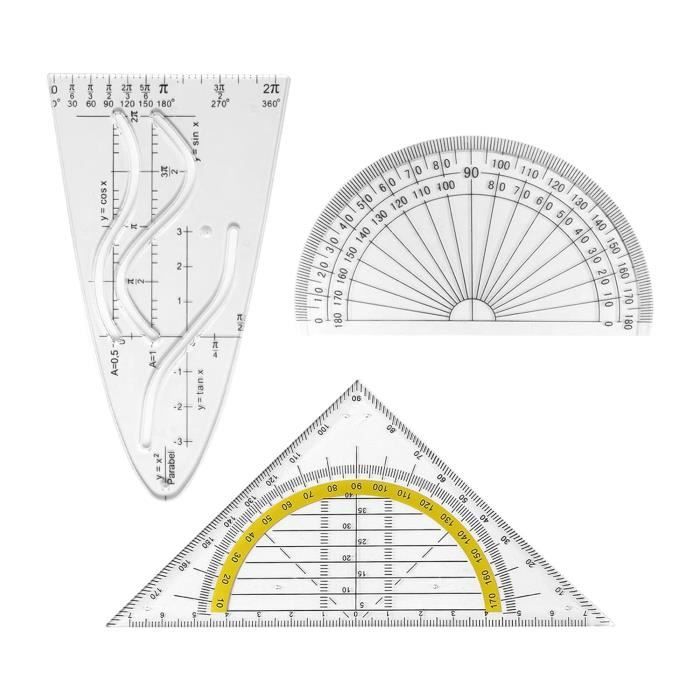 Lot De 3 Triangles Géométriques - Pochoir Parabole - Règle Triangulaire ...