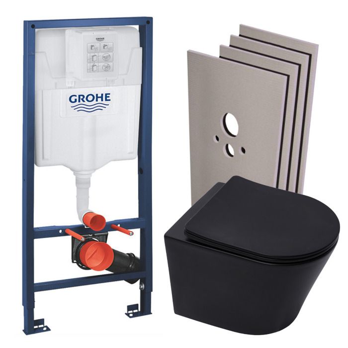 Grohe - Pack WC Bâti-support Rapid SL + Cuvette SAT Infinitio noire mat ...